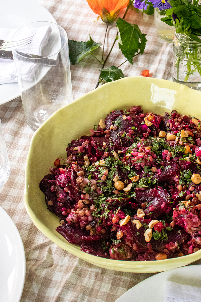 Sweet Roasted Beetroot with Lentils, Goat Cheese, Mint and a Hazelnut ...